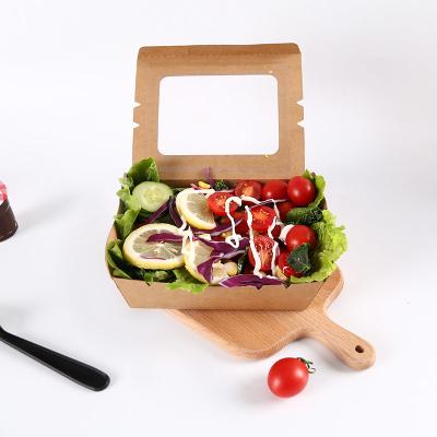 Cina Contenitore di carta kraft con la chiara finestra per la frutta dell'insalata e l'alimento freddo in vendita