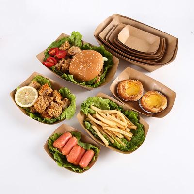 Cina Eliminabile porti via il vassoio dell'alimento del cartone di Kraft per i hot dog Chips Fried Chickens in vendita
