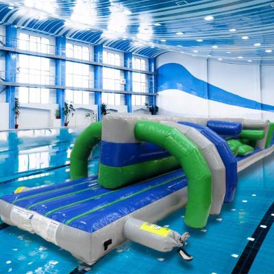 Chine Fantastique jouets d'eau gonflables 15M piscine à pistes jumelles cours d'obstacles flottant gonflables d'eau à vendre