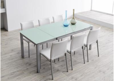 China Adjustable Glass Extension Dining Table 1250*800*750mm With Space Saving Design for sale
