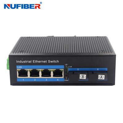 China 100M Industrial ethernet switch 4x10/100Base-Tx + 2x100Base-Fx with SM bidi SC 20km 1310nm with Din-rail Mount for sale
