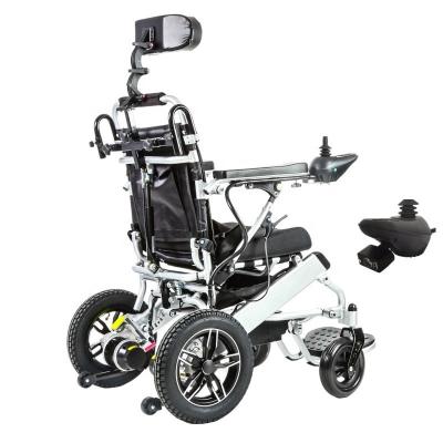 China KSM-601P Reclining Widen 20'' Seat Wheelchairs Foldable Economic Cheapest Aluminum Folding Offroad Portable Electric Wheelchair à venda