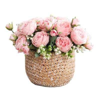 中国 結婚のローズの花束のシミュレーションの花のレストランの装飾30cm 5本のヘッド ペルシャのばら 販売のため
