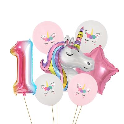 Cina Rifornimenti Unicorn Rainbow Aluminum Film Balloons della decorazione di festival della festa di compleanno in vendita