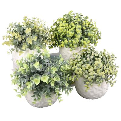 中国 小型鉢植えな技術の人工的なユーカリはのどの緑のローズマリーのプラスチック植物を植える 販売のため