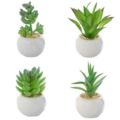 中国 鉢植えなデスクトップの人工的な植物の白い円形の陶磁器の洗面器の実質の接触 販売のため