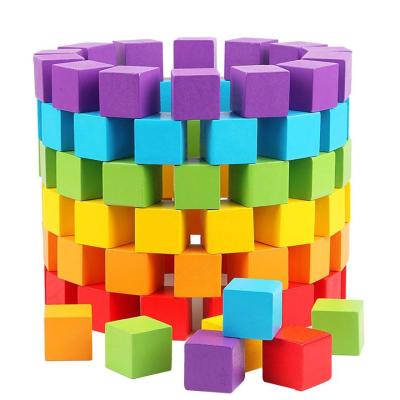 Cina Particelle elementari di legno variopinte Toy Baby Color dei cubi e giocattoli educativi di legno di forma geometrica per Chil in vendita