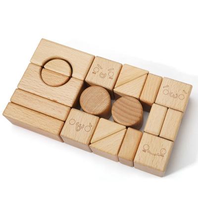 中国 20pcsブナのBurlywoodの教育を学んでいる木のブロックのおもちゃ自然なMontessori 販売のため