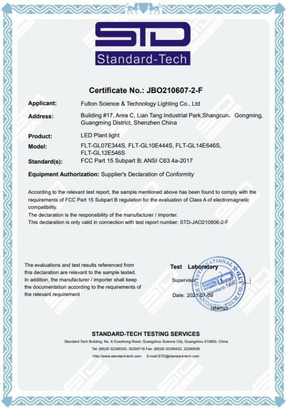 FCC Part 15 Subpart B - Fulton Science and Technology Lighting Co., Ltd.