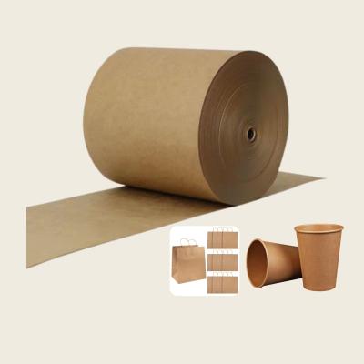 China Best Selling Cup Fan Paper Jumbo Roll Recycled Raw Material Brown Kraft Paper Rolls for Paper Cups for sale