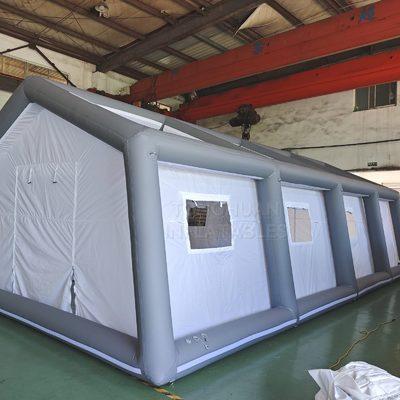 Commercial Inflatable Event Tent with Reinforced Grey Air Frame White Fabric Walls Windows and Modular Large Capacity Layout product view