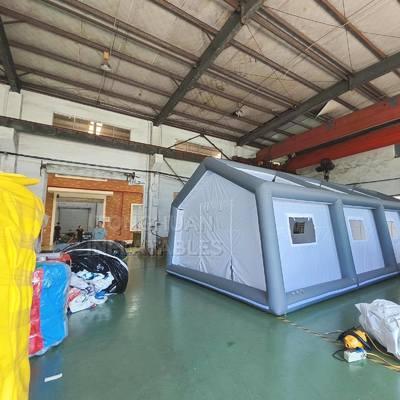 Commercial Inflatable Event Tent with Reinforced Grey Air Frame White Fabric Walls Windows and Modular Large Capacity Layout product view
