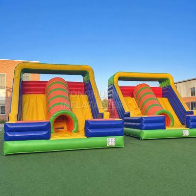 Commercial Colorful Double Lane Inflatable Slide Set with High Side Walls Climbing Steps and Safety Landing Area for Events and Rentals product view