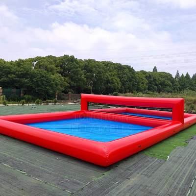 Commercial Red Inflatable Volleyball Court with Integrated Net Reinforced Airtight Floor and Custom Size for Events and Rentals product view