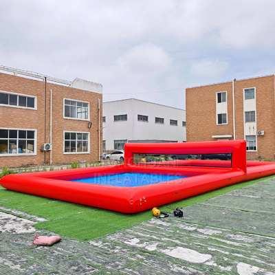 Commercial Red Inflatable Volleyball Court with Integrated Net Reinforced Airtight Floor and Custom Size for Events and Rentals product view