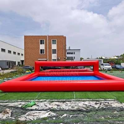 Commercial Red Inflatable Volleyball Court with Integrated Net Reinforced Airtight Floor and Custom Size for Events and Rentals product view