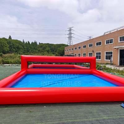 Commercial Red Inflatable Volleyball Court with Integrated Net Reinforced Airtight Floor and Custom Size for Events and Rentals product view