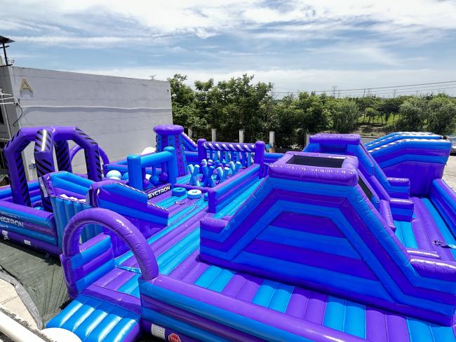 Purple Inflatable Ninja Obstacle Course with Climbing Challenges product view 2