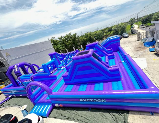 Purple Inflatable Ninja Obstacle Course with Climbing Challenges product view 3