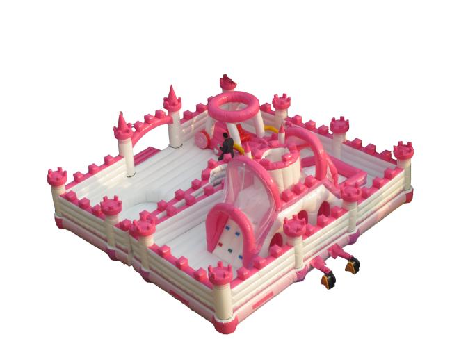 Pink Castle Inflatable Fun Park with Slide and Bounce Area for Kids Events product view 3