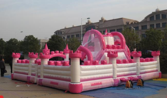 Pink Castle Inflatable Fun Park with Slide and Bounce Area for Kids Events product view 1