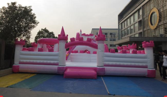 Pink Castle Inflatable Fun Park with Slide and Bounce Area for Kids Events product view 2