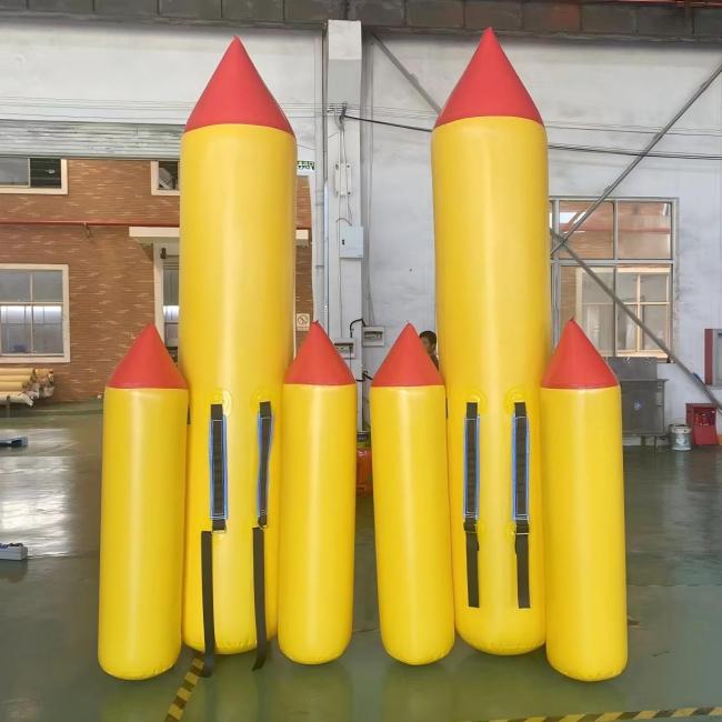 Front view of yellow inflatable pencil props