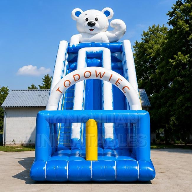 polar bear inflatable slide with glacier artwork for kids parties parks and rentals
