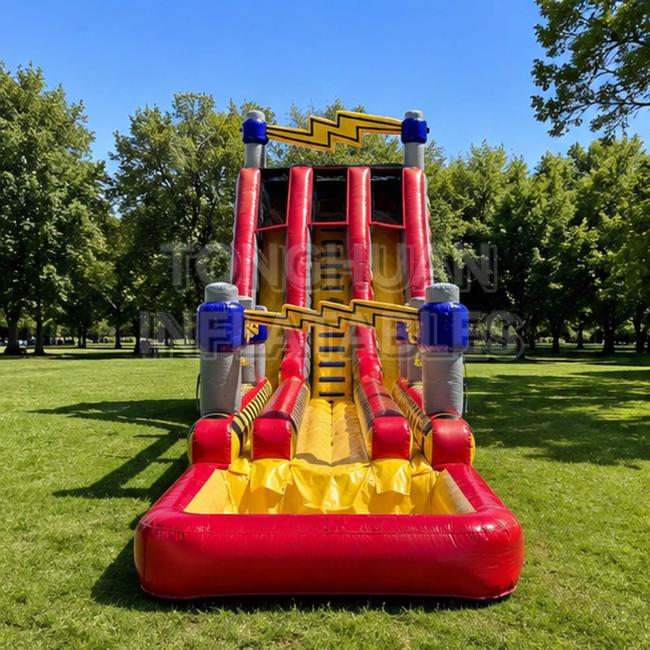 giant inflatable water slide with extra long sliding lane