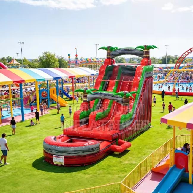 giant inflatable water slide with splash pool for water parks