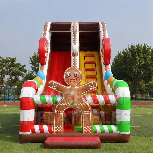 commercial gingerbread Christmas inflatable slide
