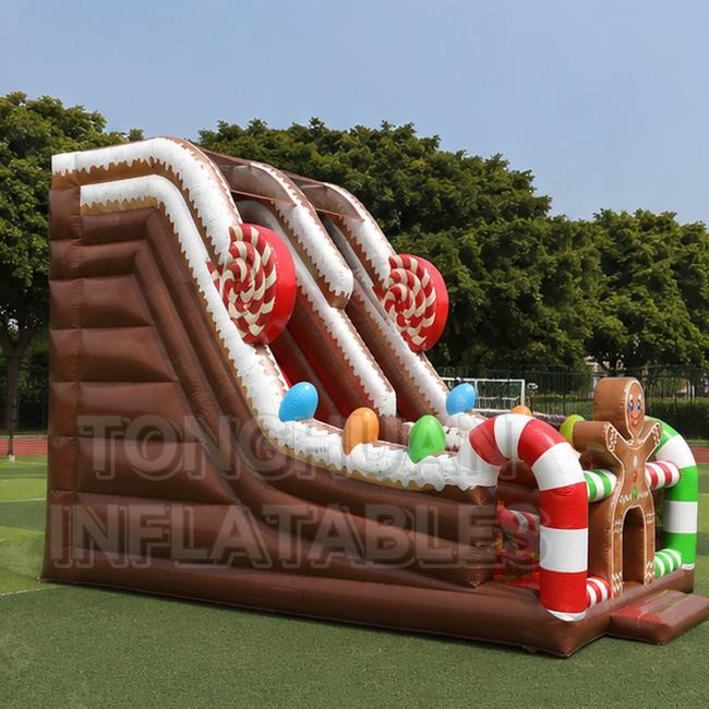 large gingerbread man holiday inflatable slide