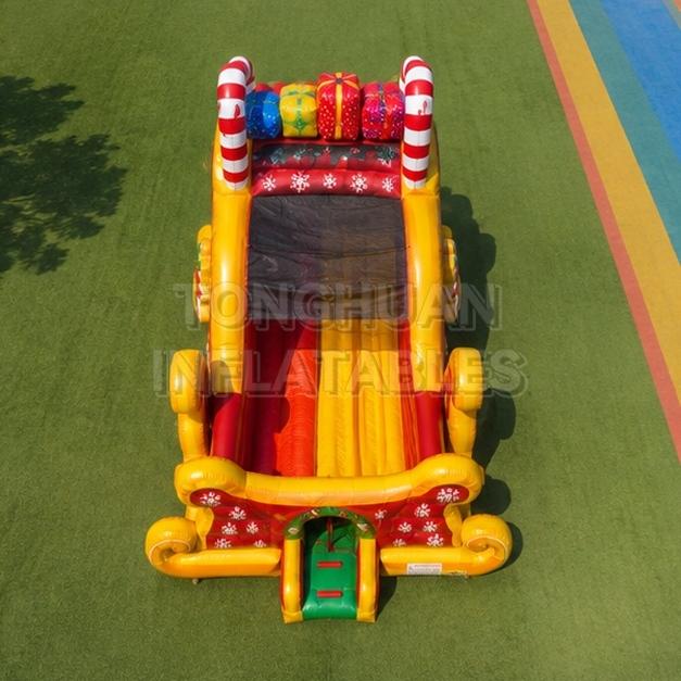 Santa sleigh holiday inflatable slide