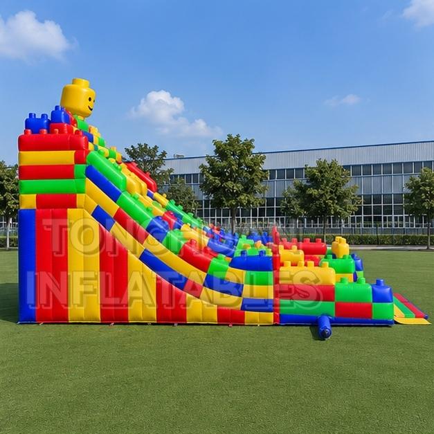 commercial colorful inflatable dry slide for parks and rental companies