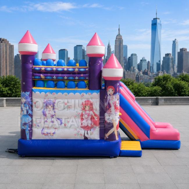 kids inflatable castle with bounce area climbing section and slide