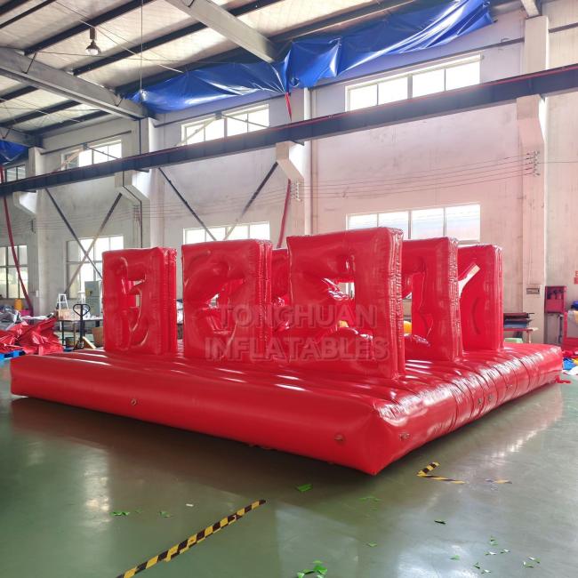 Five cutout panels on inflatable challenge base