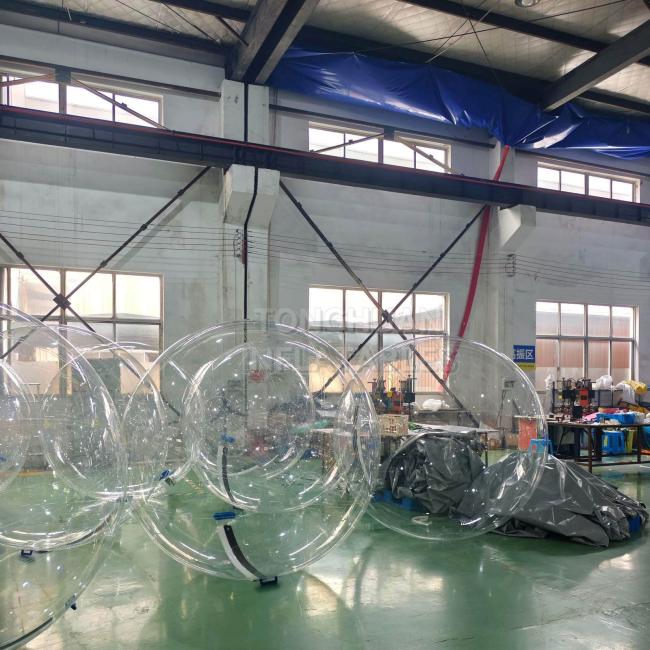 Transparent inflatable water walking balls inspected in Tonghuan factory