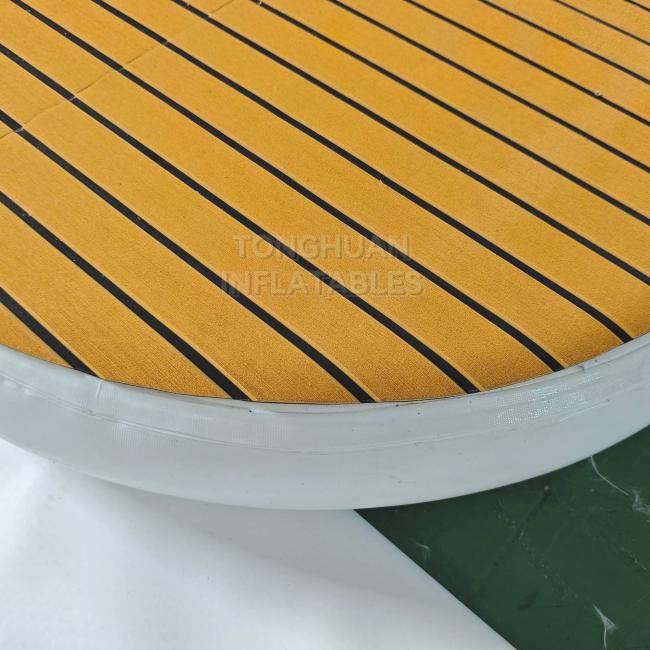Commercial airtight inflatable pool showing wide anti-slip EVA deck and reinforced corners