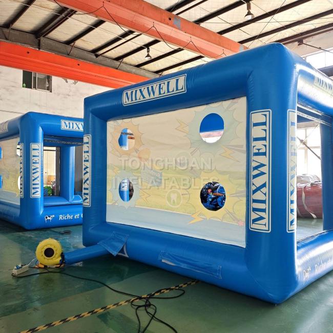 Commercial inflatable multi-sport target goal with mesh panels and reinforced frame view 3
