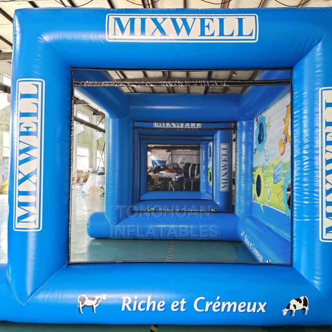Commercial inflatable multi-sport target goal with mesh panels and reinforced frame view 2