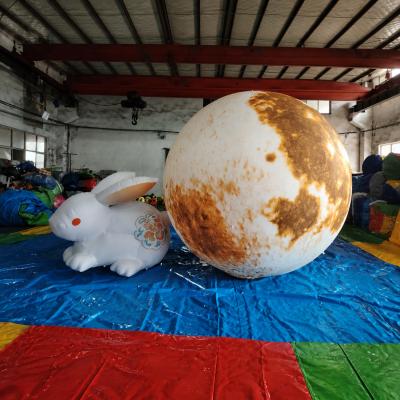 China Commercial Illuminated Inflatable Moon and Rabbit Display Set with Custom Printing for Festivals Malls and Event Decorations for sale