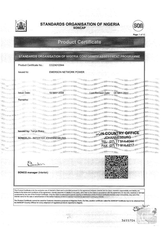 SONCAP Product Certificate - Wenzhou Modern Group Co., Ltd.  ( Wenzhou Modern Completed Electric-power Equipment Co., Ltd. )