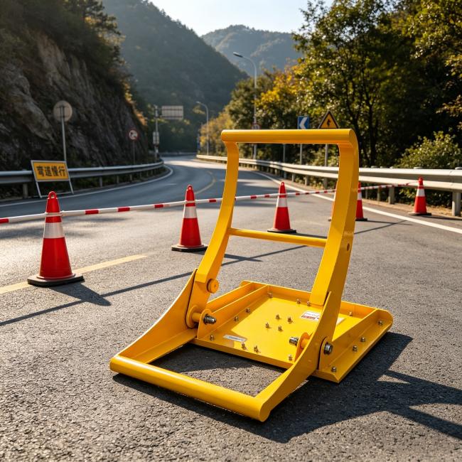 HITOMARUKUN portable vehicle barricade in use