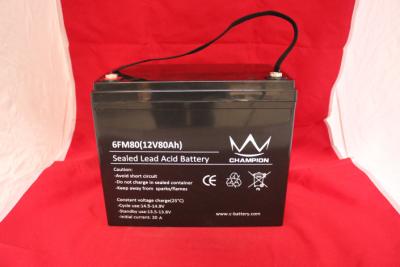 Cina Alimentazione elettrica solare di UPS, batteria al piombo del ciclo profondo 12v80ah per illuminazione di emergenza in vendita