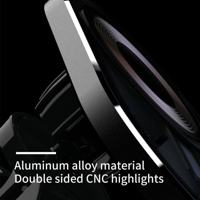 Wireless car charger in use with smartphone mounted