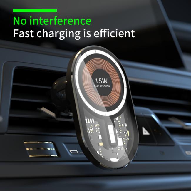 Close-up of wireless charger's automatic clamping mechanism