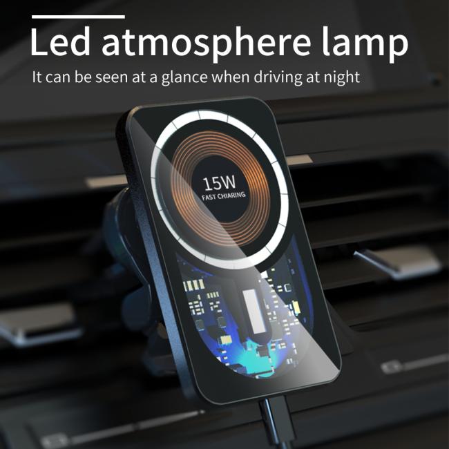 Wireless car charger front view showing sleek design