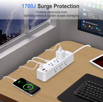 USB Outlet Desktop Power Strip in use