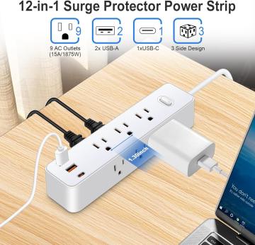 USB Outlet Desktop Power Strip side view