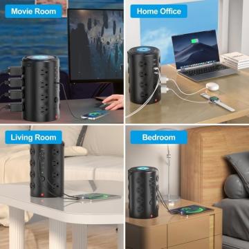 Side view of multifunctional power strip tower